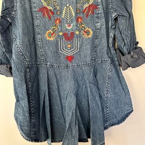 Nostalgia | Tops | Nostalgia Nwt Embroidered Denim Shirt | Poshmark